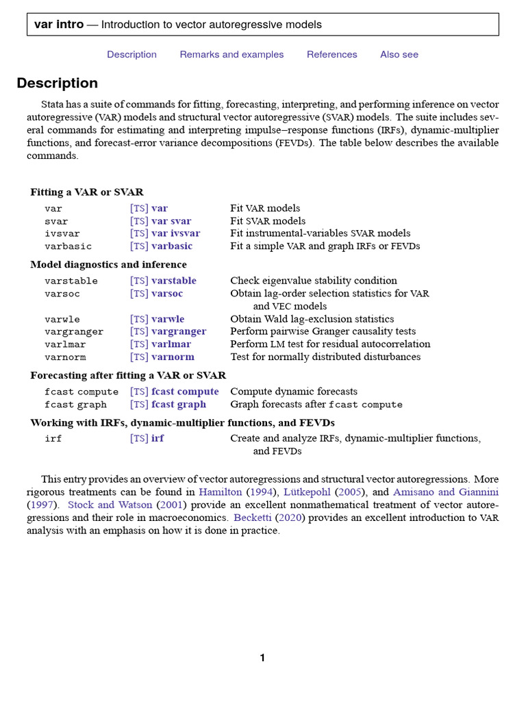Introduction to VAR and SVAR Models | PDF | Vector Autoregression ...