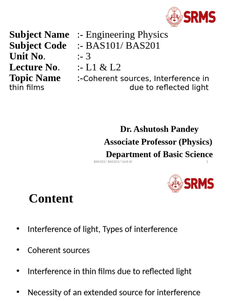 Interference in Thin Films Explained | PDF | Light | Color