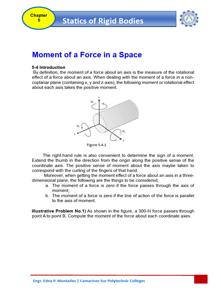 Moment of Force in 3D Space Analysis | PDF | Cartesian Coordinate ...