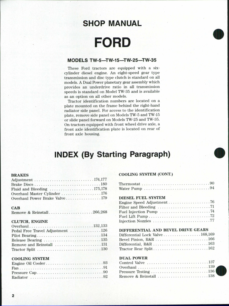 Ford Tw 5-15-25 35 Shop Manual | PDF | Project Gutenberg | Copyright