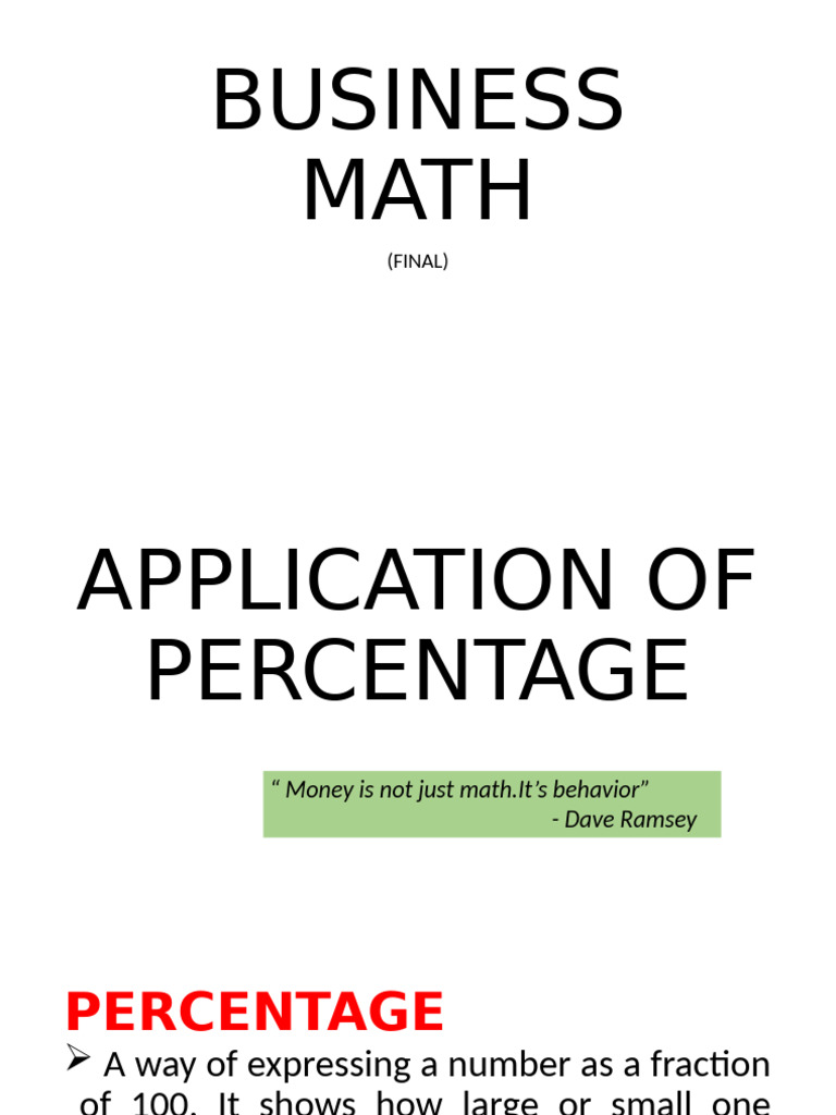 BUSINESS MATHEMATICS IN MATH IN THE MODERN WORLD | PDF | Investment ...