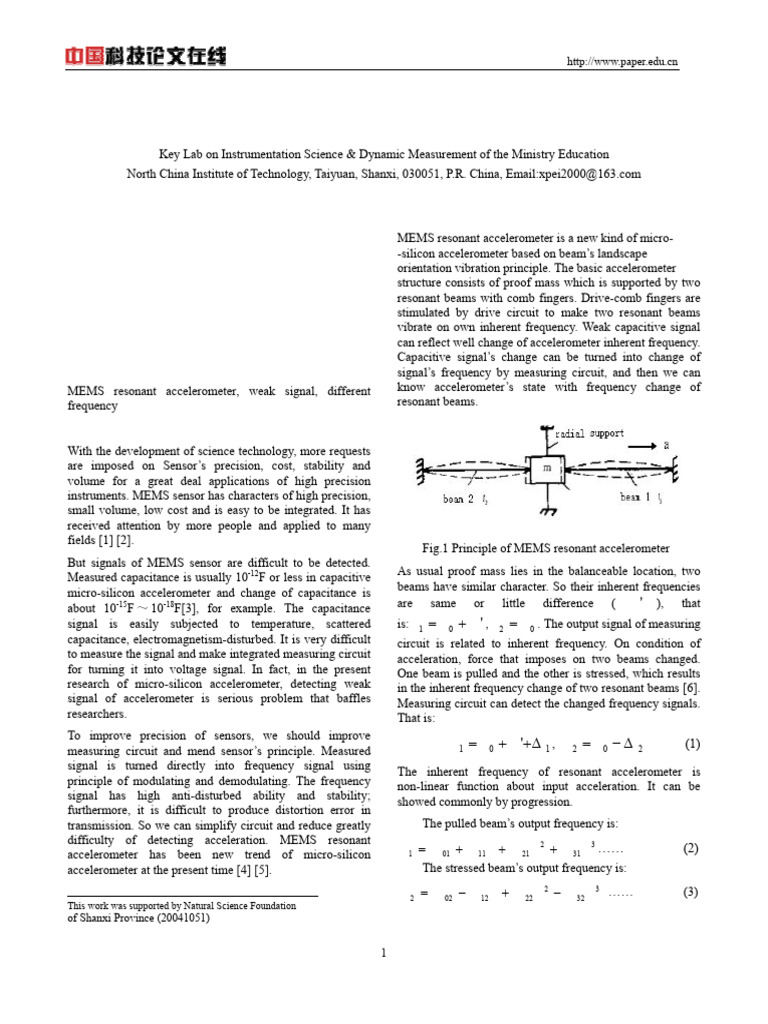 A Measuring Circuit for MEMS Resonant Accelerometer | PDF ...