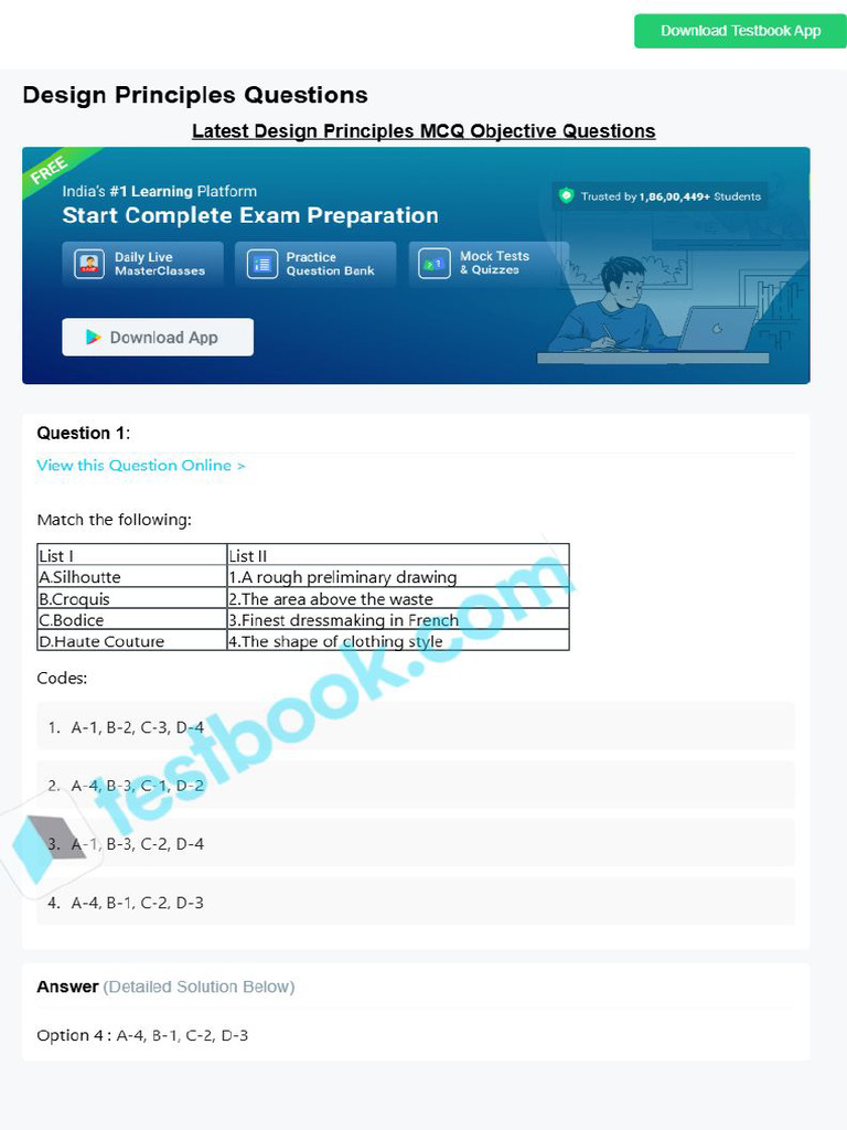 MCQ On Design Principles 66a3aadbb3bcec34608f5d94 | PDF