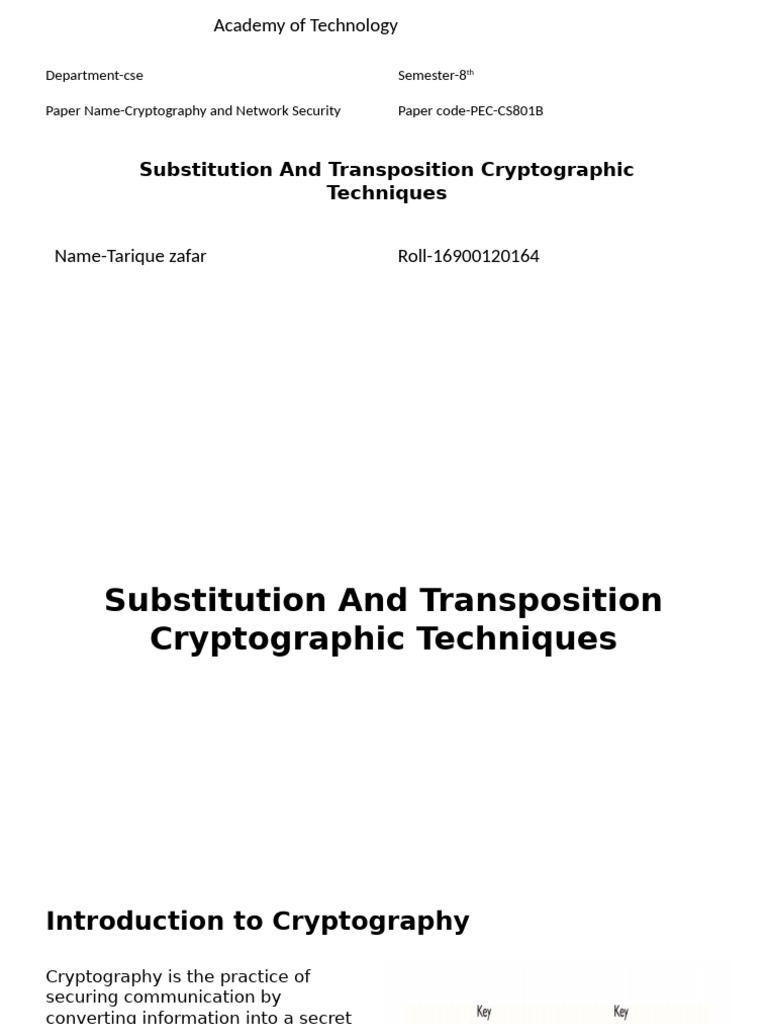 Substitution vs. Transposition in Cryptography | PDF | Cipher ...