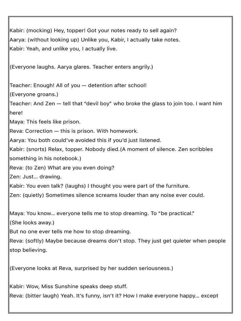 Kabir- (Mocking) Hey, Topper! Got Your Notes Ready to Sell Again… | PDF