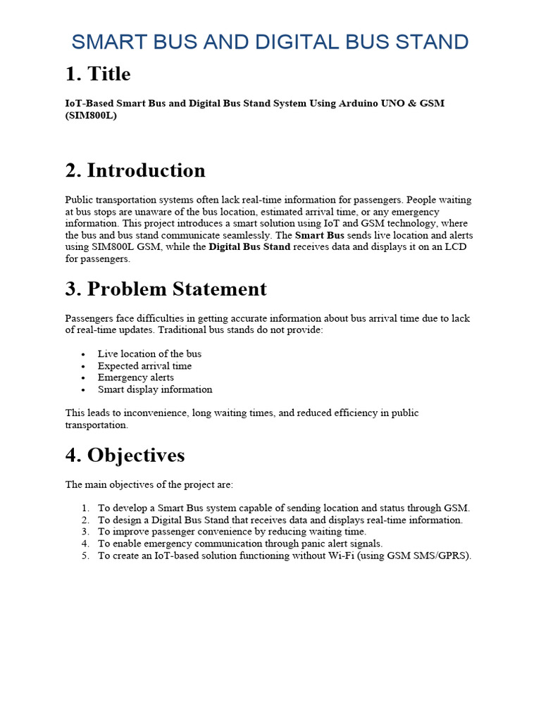 My Smart Bus and Digital Bus Stand | PDF | Internet Of Things | Bus