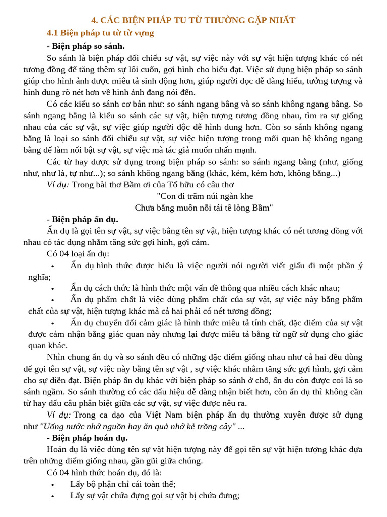4. Các Biện Pháp Tu Từ Thường Gặp Nhất | PDF