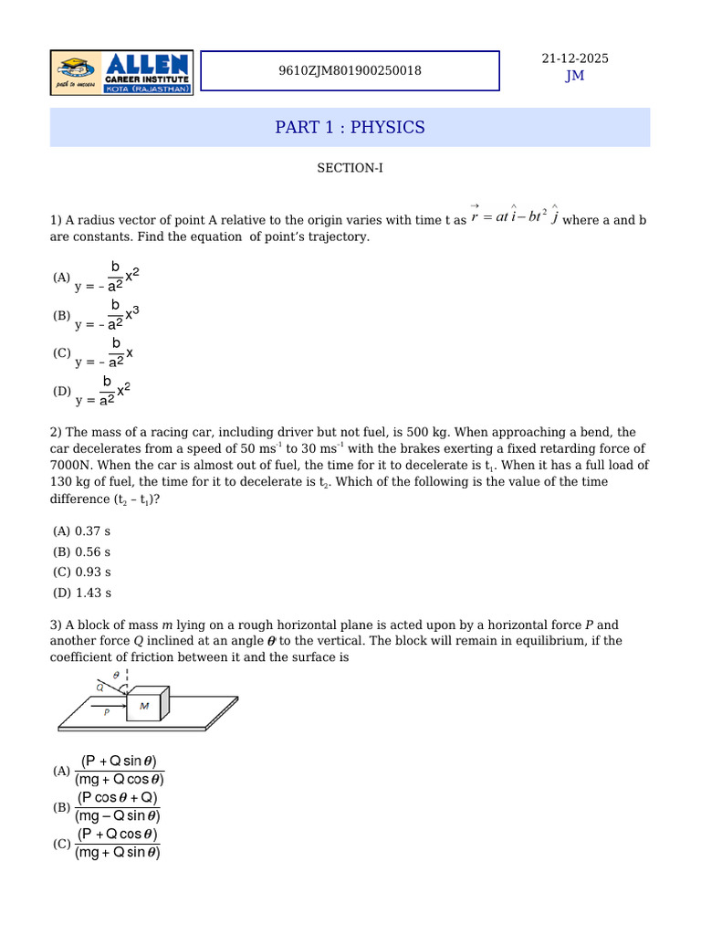 Solution (1) | PDF | Force | Mole (Unit)