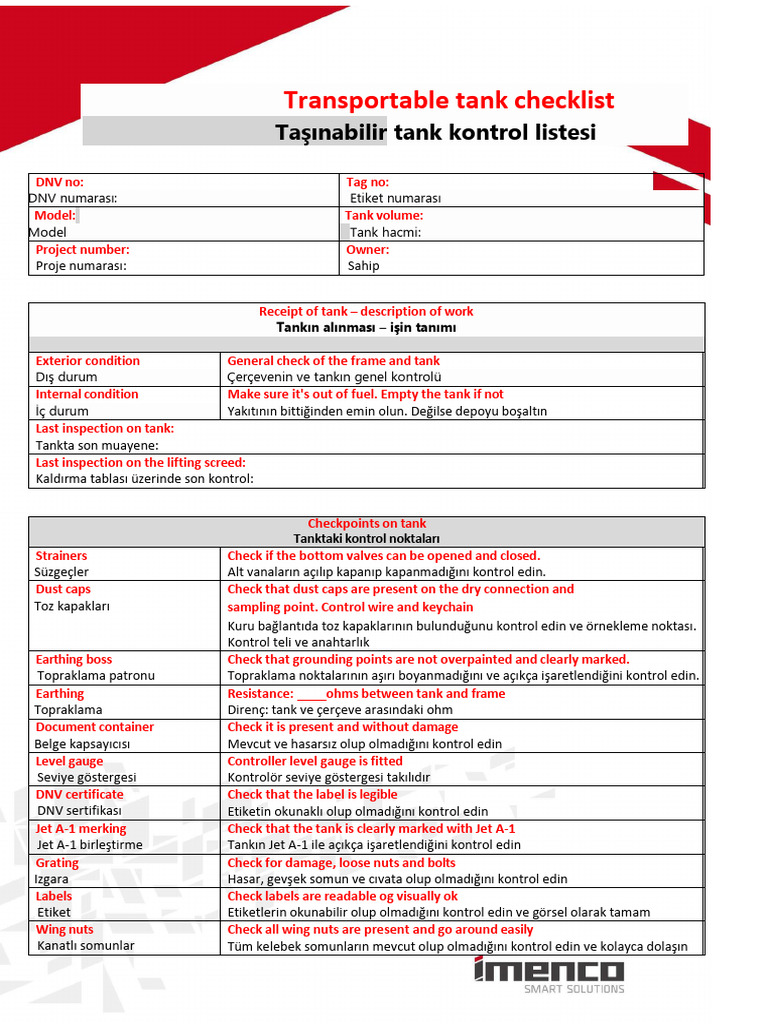 Transportable Tank Checklist (3tr | PDF