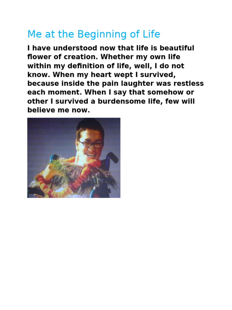 Me at the Beginning of Life | PDF