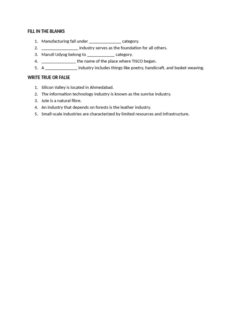 Fill in the Blanks | PDF