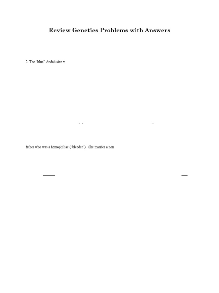Review Genetics Problems With Answers | PDF | Genotype | Dominance ...