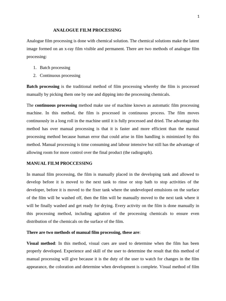 Analogue Film Processing Methods Explained | PDF | Chemical Substances ...