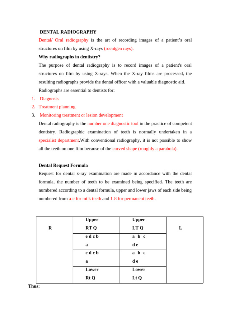 Copy of Dental Radiography for Printing | PDF | Dental Anatomy ...