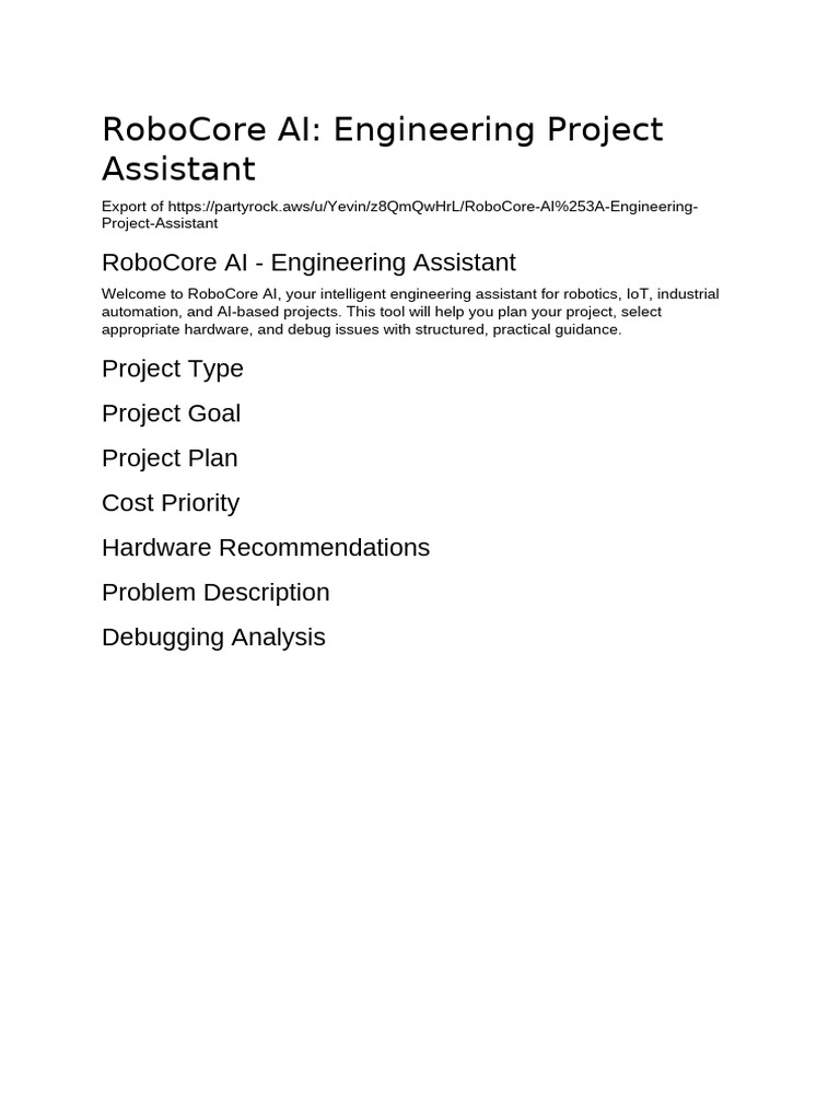 RoboCore AI: Your Engineering Assistant | PDF