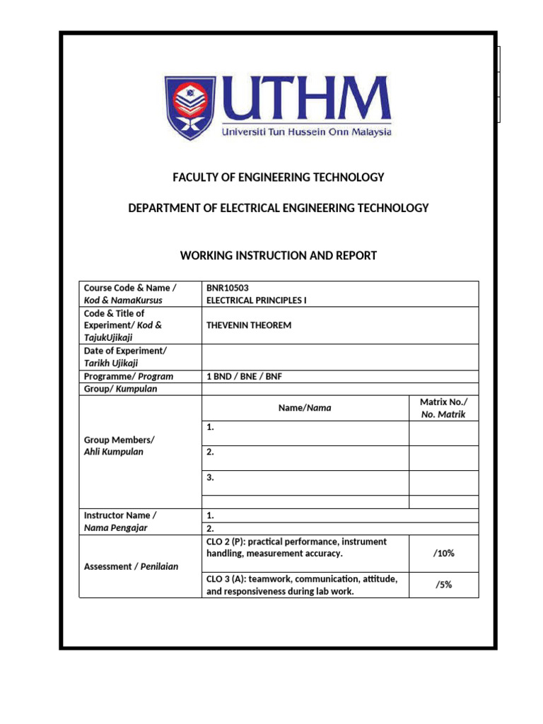 Lab7 Thevenin Theorem | PDF | Resistor | Electronic Engineering