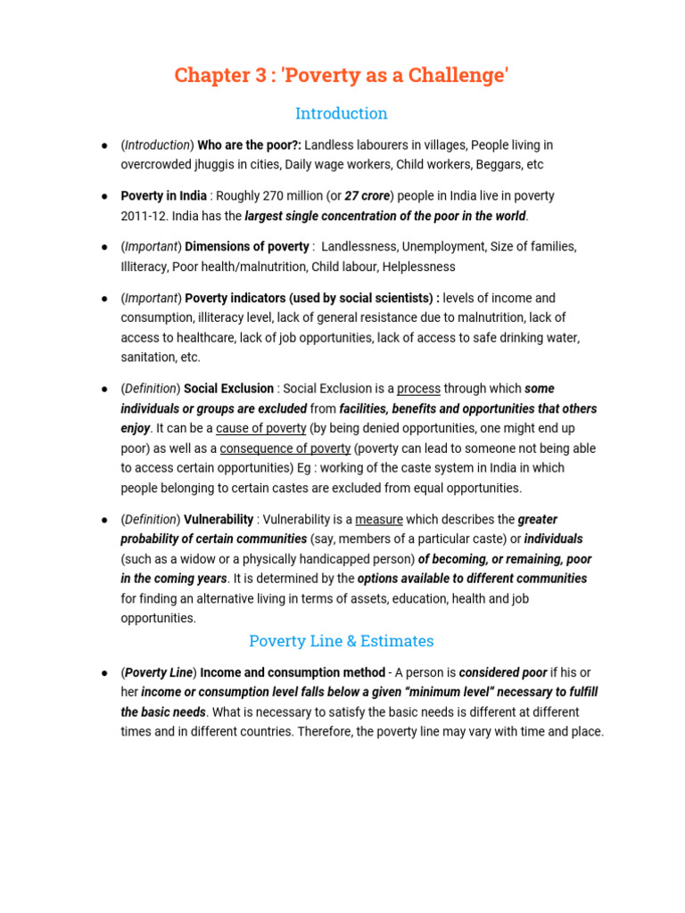 Chapter 3 Notes 1 | PDF | Poverty | Poverty & Homelessness