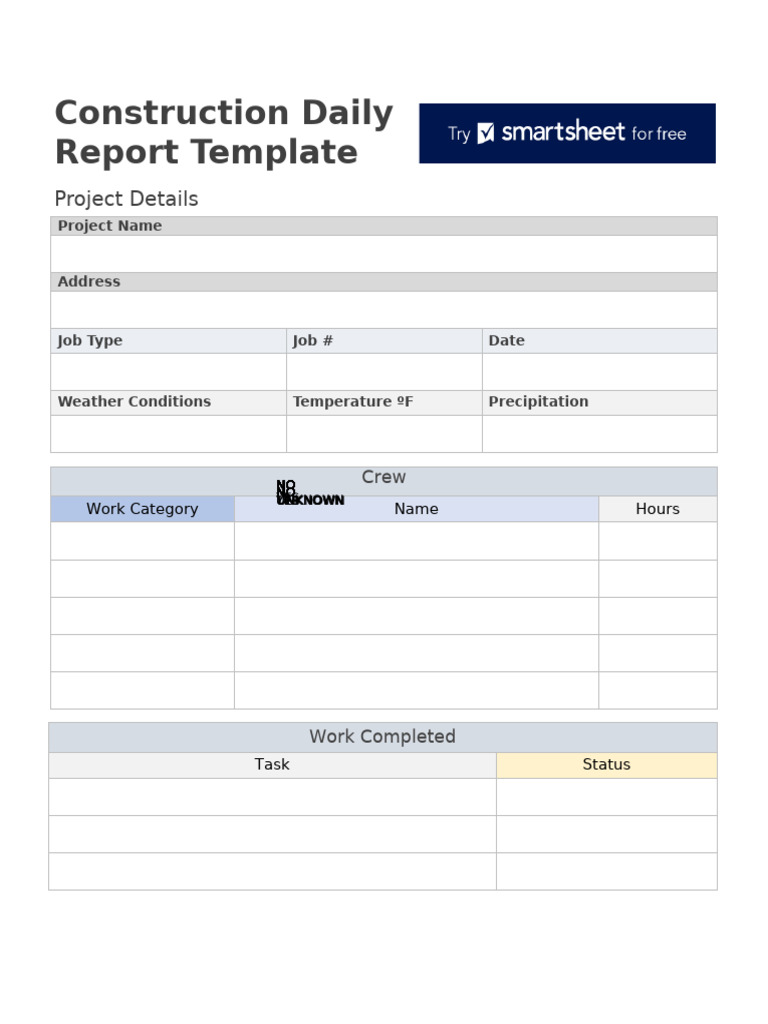 IC Construction Daily Report Template WORD | PDF