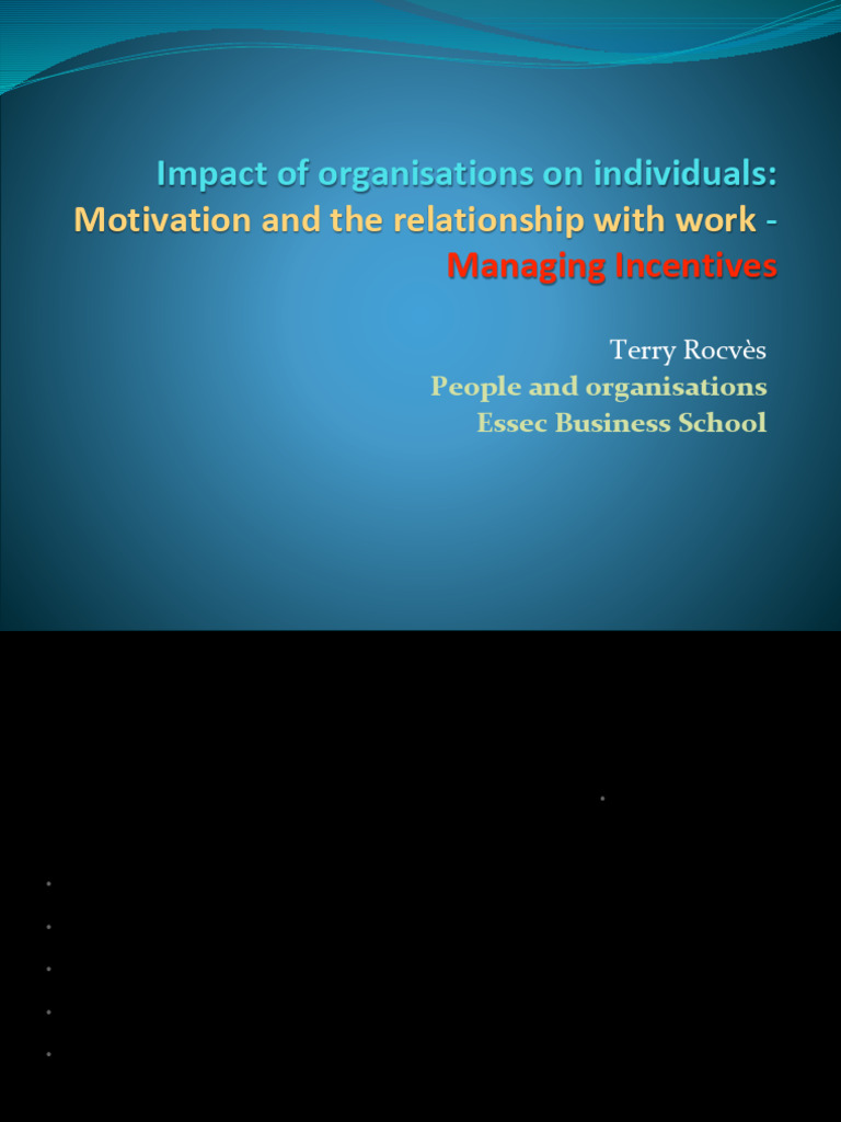 Understanding Work Motivation and Incentives | PDF | Motivational ...