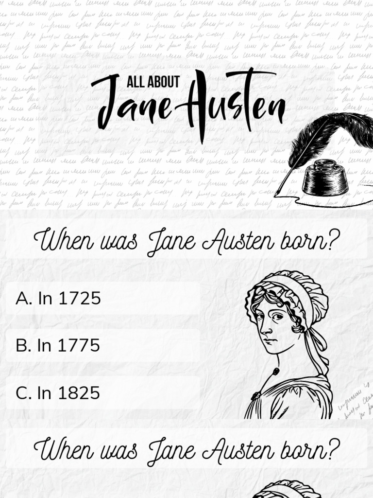 Jane Austen Quiz Presentation PDF | PDF