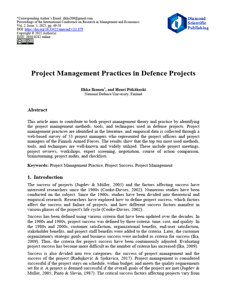 Project Management Practices in Defence Projects | PDF | Project ...
