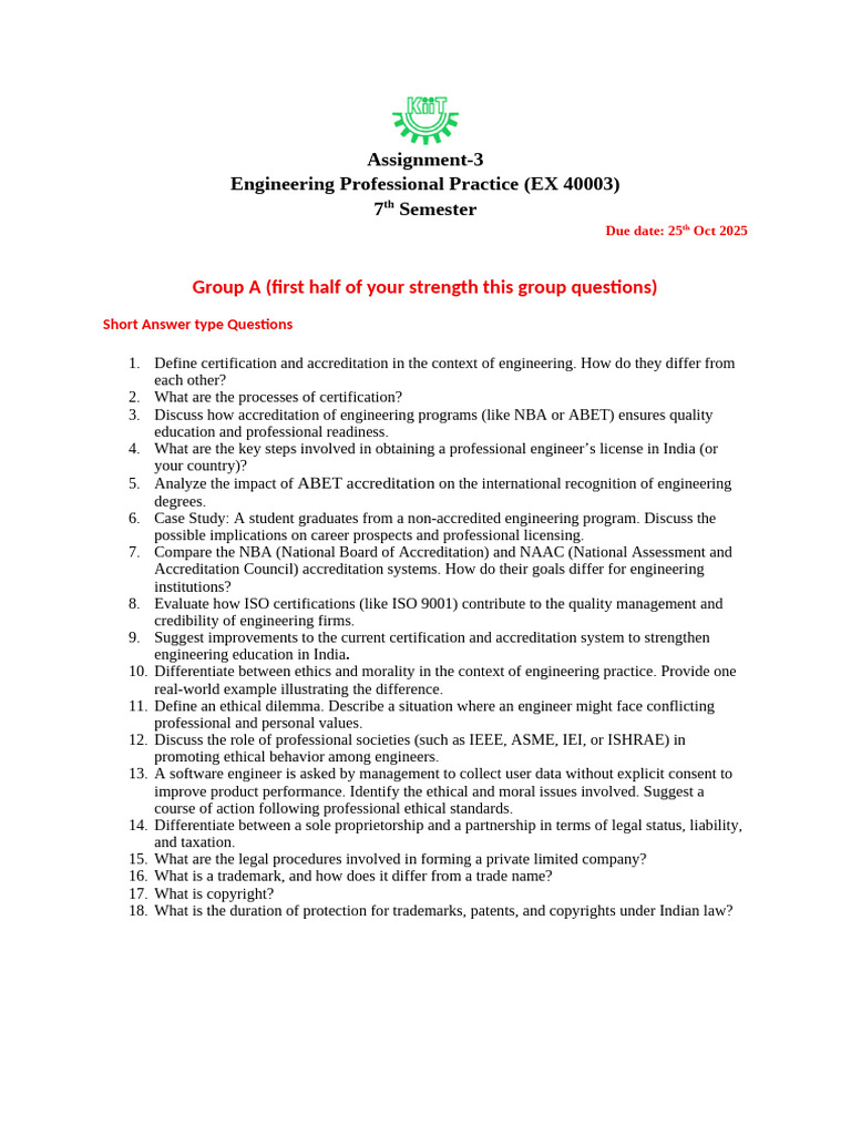 EPP Assignment 3 | PDF | Engineer | Engineering