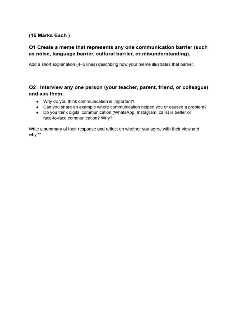 Concepts of Communication Project Questions 2025 December | PDF
