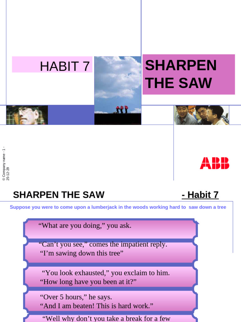 Sharpen the Saw: Habit 7 Explained | PDF | Behavioural Sciences ...