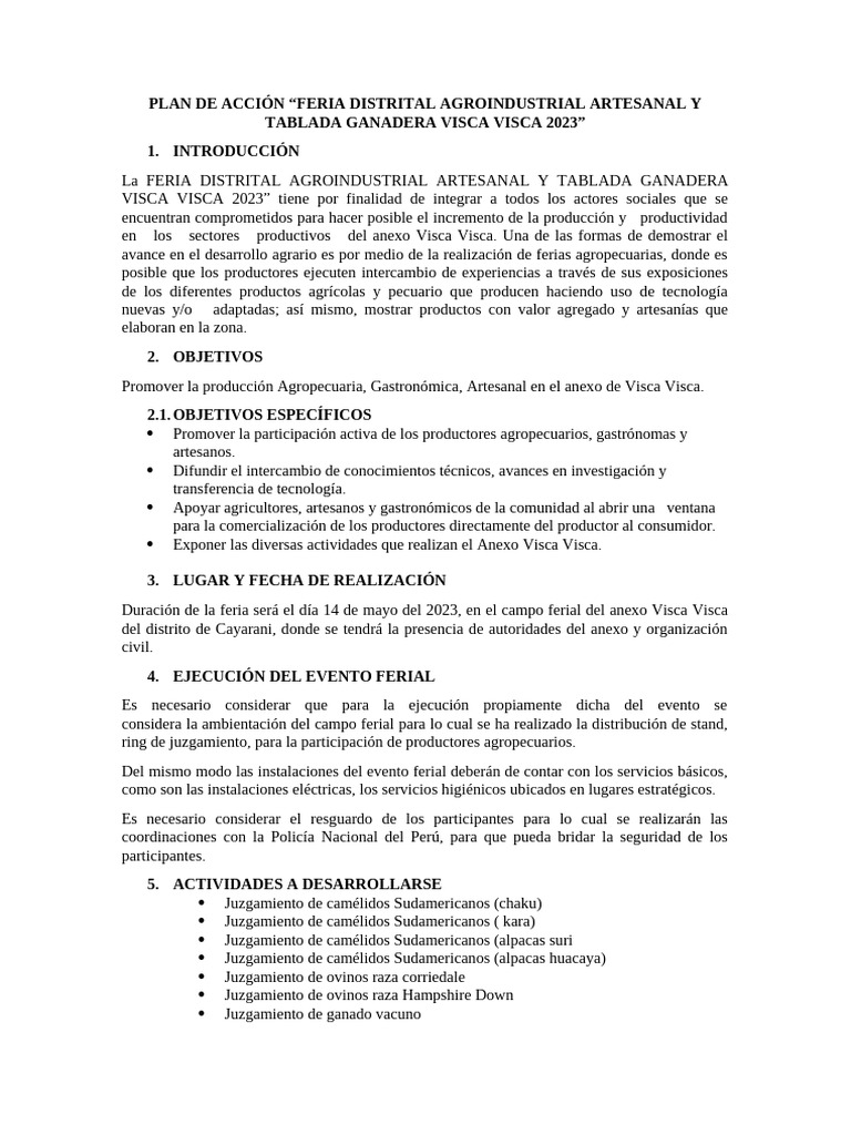 Feria Agroindustrial Visca Visca 2023 | PDF