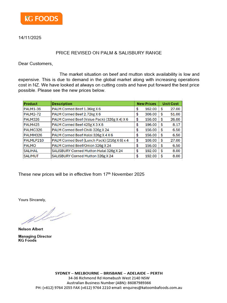 Palm Corned Beef Prices (2) | PDF