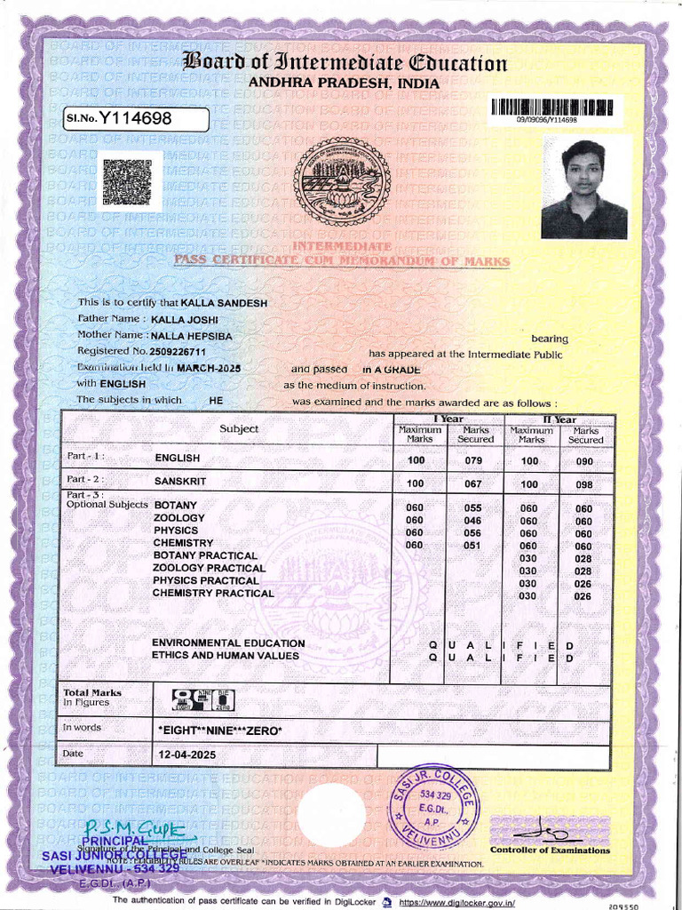 Intermediate Certificate for Kalla Sandesh | PDF