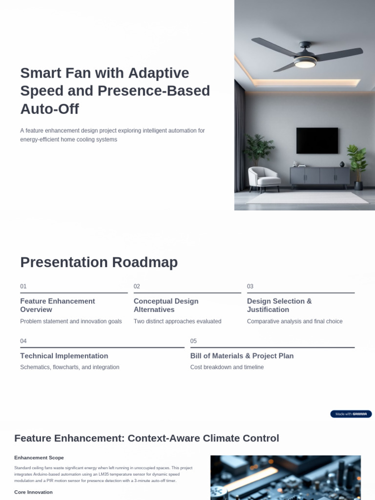 Smart Fan With Adaptive Speed and Presence Based Auto Off - PPTX ...