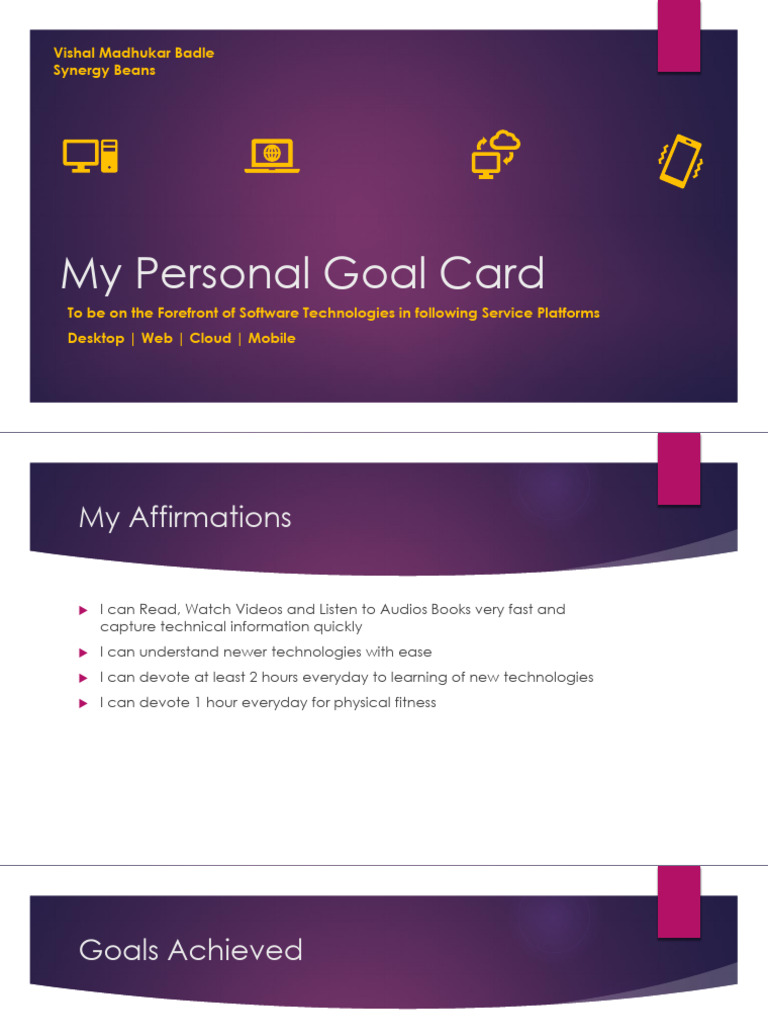 51 My Personal Goal Card | PDF