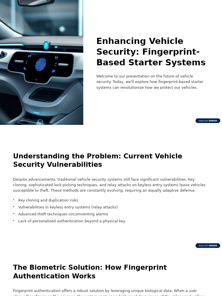 Enhancing Vehicle Security Fingerprint Based Starter Systems | PDF ...