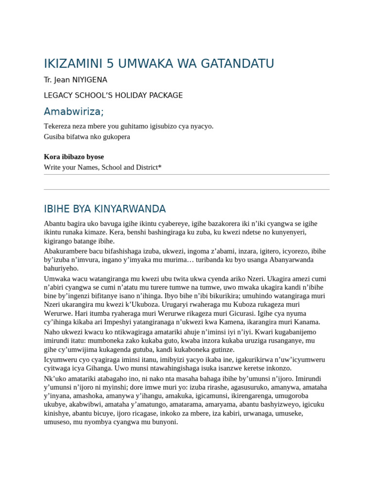 holiday package kinyarwanda p6 | PDF