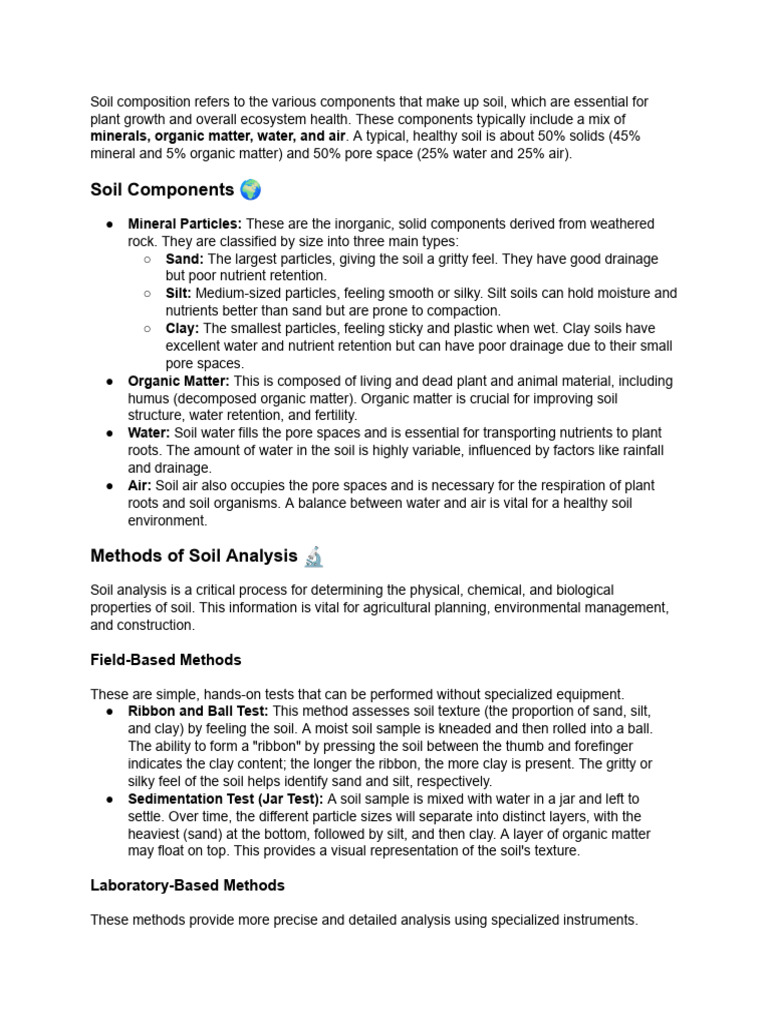 Understanding Soil Composition and Analysis | PDF | Soil | Earth Sciences