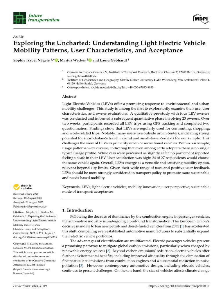 Light Electric Vehicle User Insights | PDF