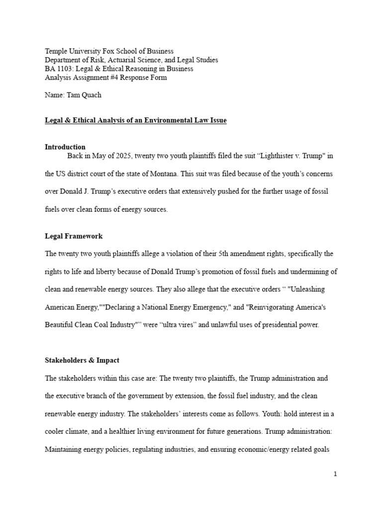 BA 1103 Analysis Assignment 4 Response Form | PDF | Fossil Fuels ...