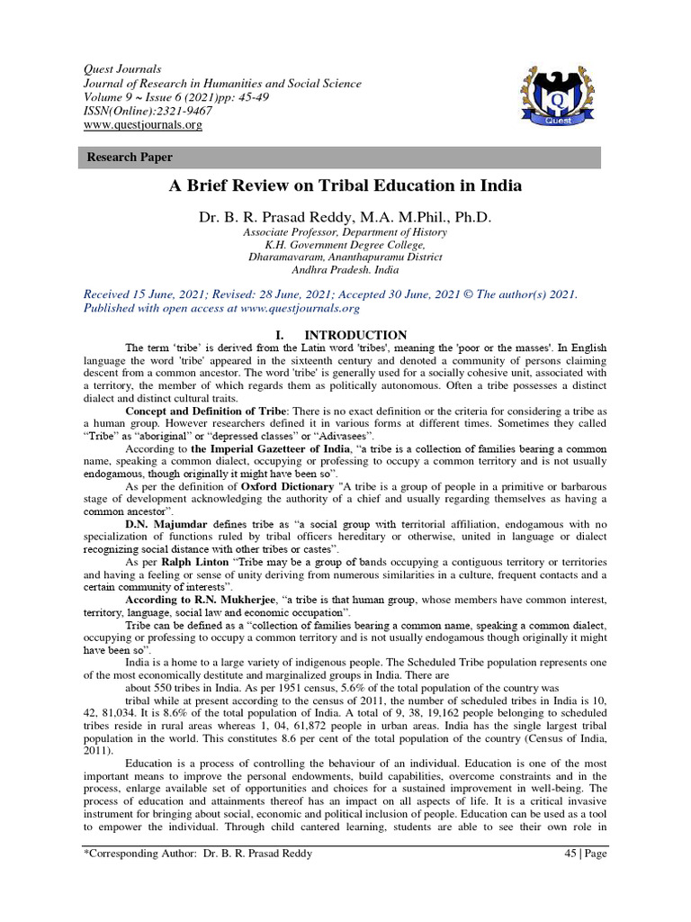 A Brief Review on Tribal Education in In | PDF | Literacy