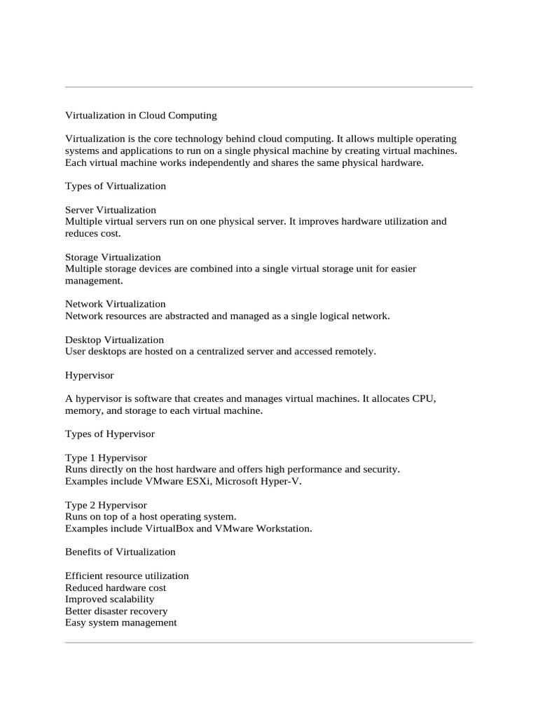 Understanding Virtualization in Cloud Computing | PDF
