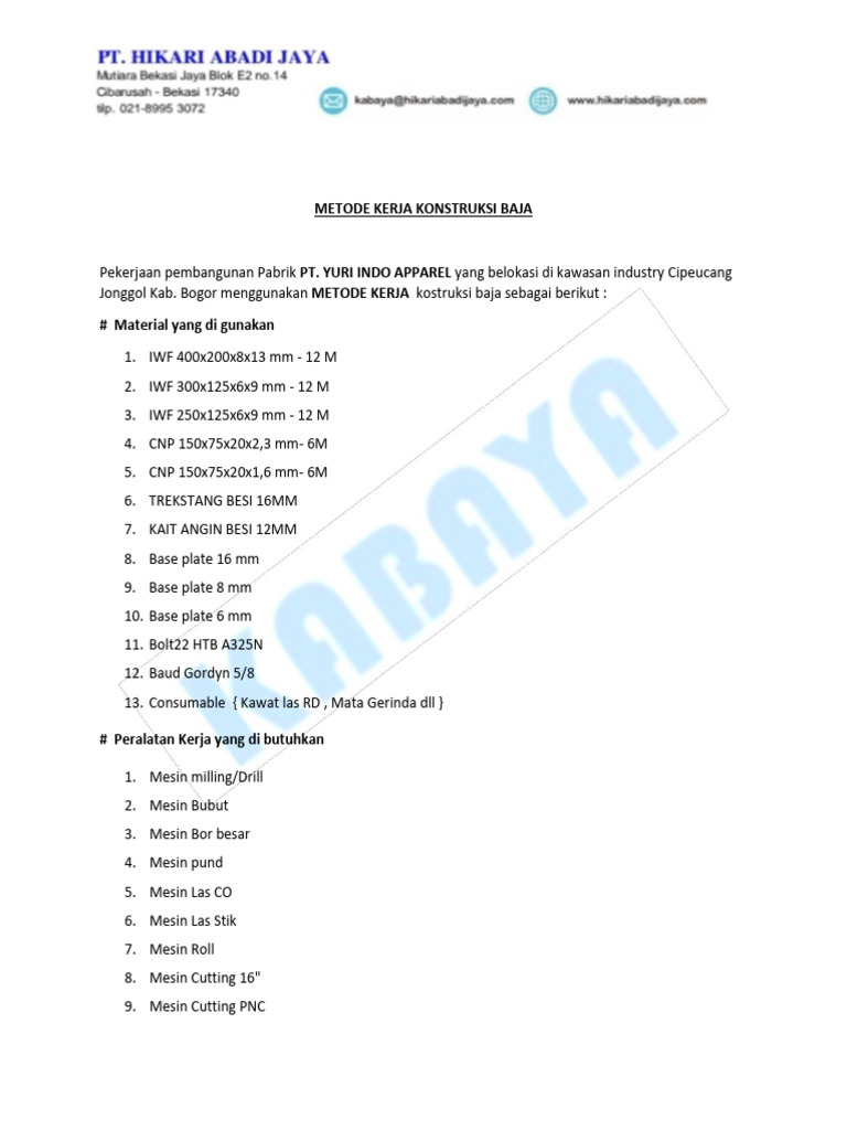 Metode Konstruksi Baja untuk Pabrik | PDF