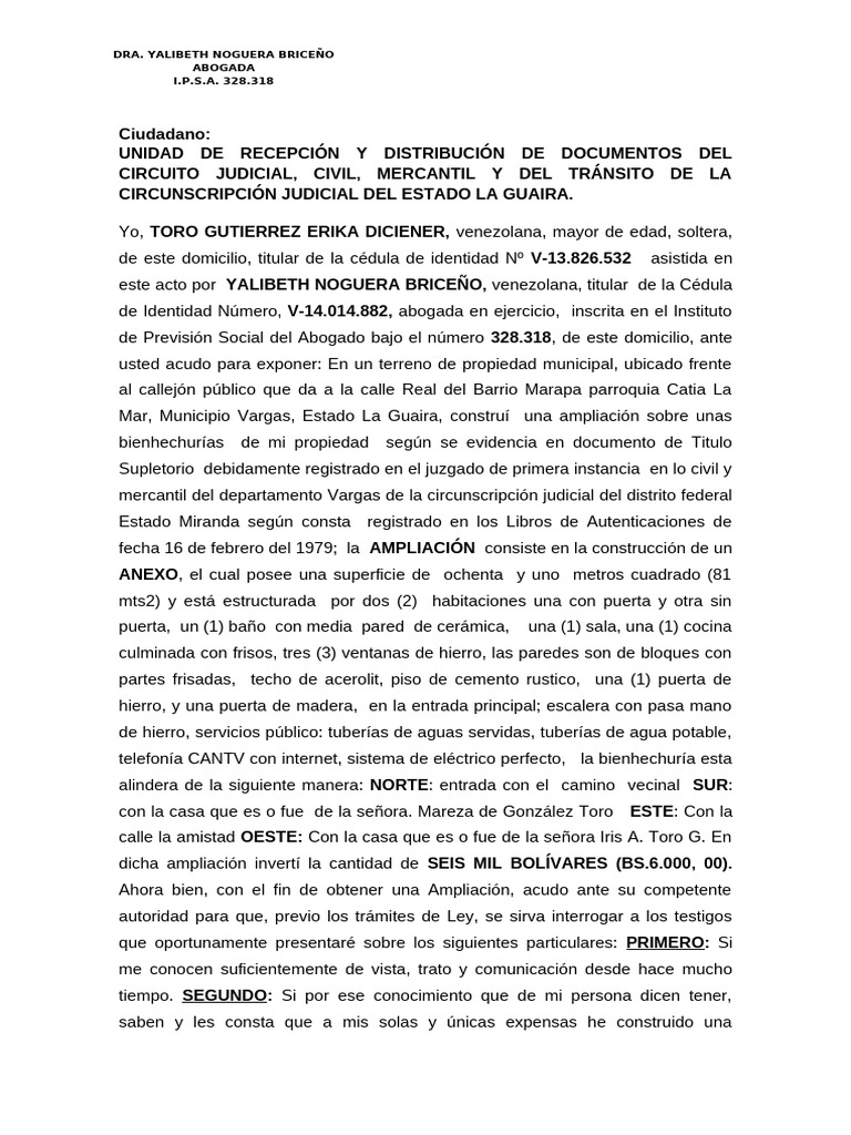 Titulo Supletorio de Ampliacion Erika Toro (1) | PDF