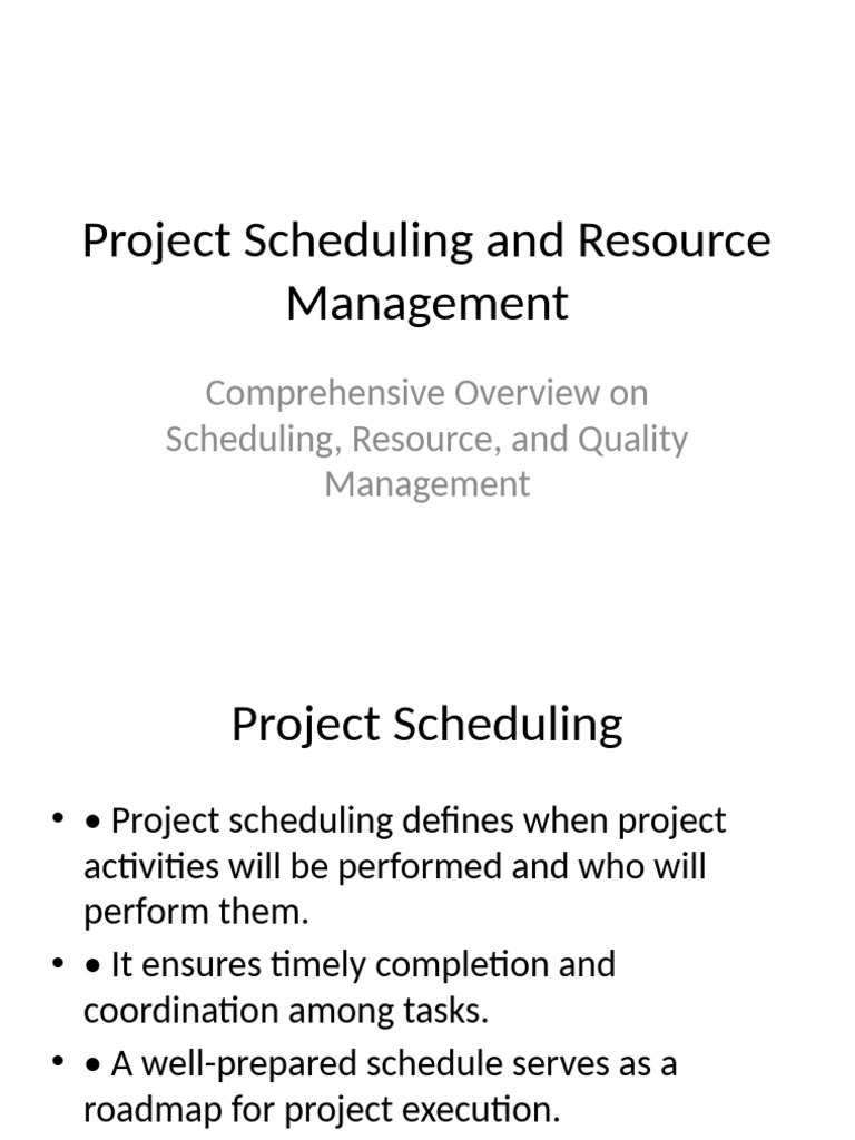 Project Scheduling and Resource Management | PDF