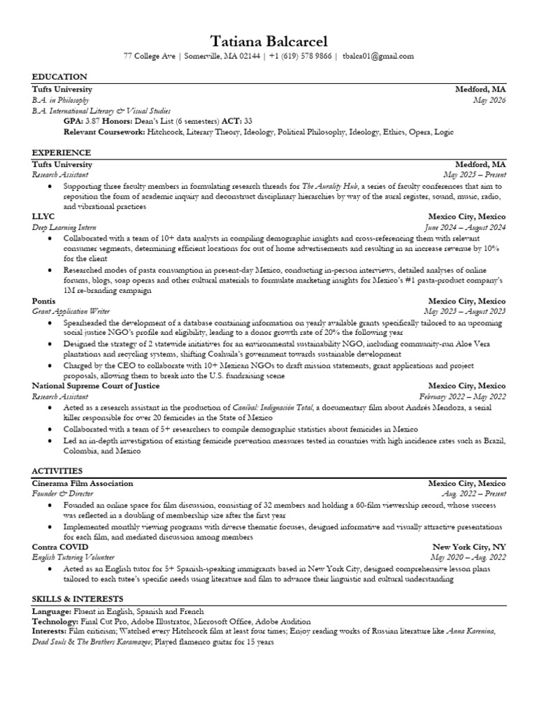Tatiana Balcarcel - Resume | PDF | Non Governmental Organization