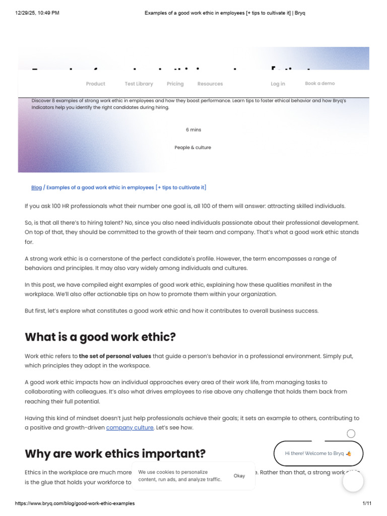 Examples of a Good Work Ethic in Employees [+ Tips to Cultivate It ...