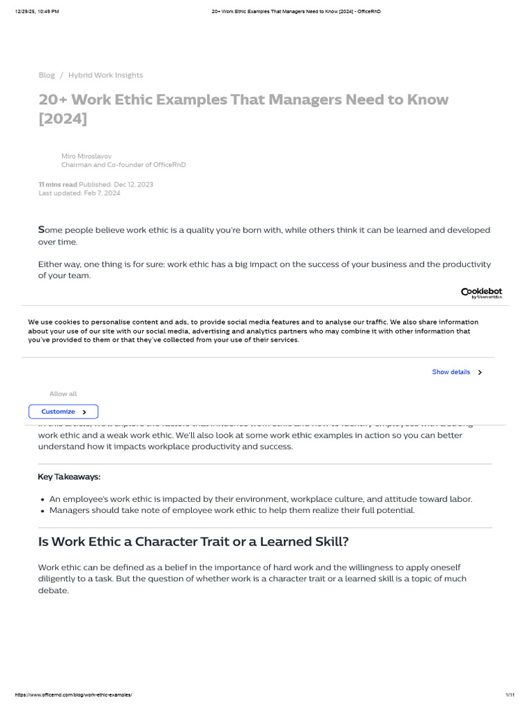 Work Ethic Examples for Managers 2024 | PDF | Leadership | Business