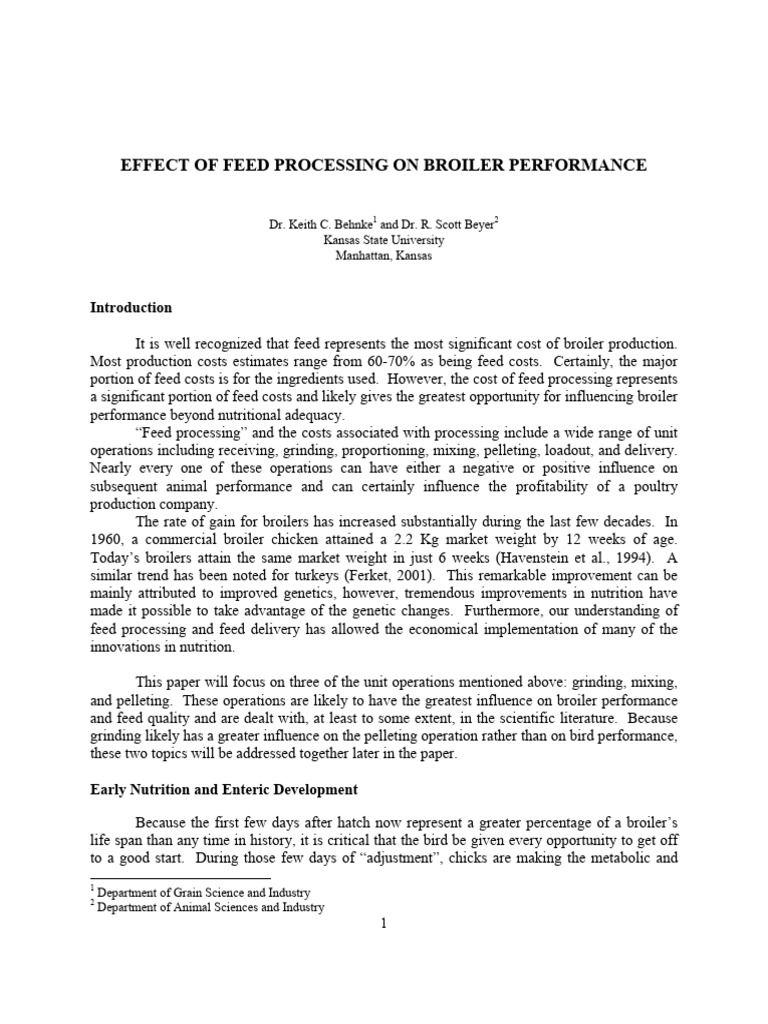 Effect of Feed Processing on Broiler Performance | PDF | Nutrients ...