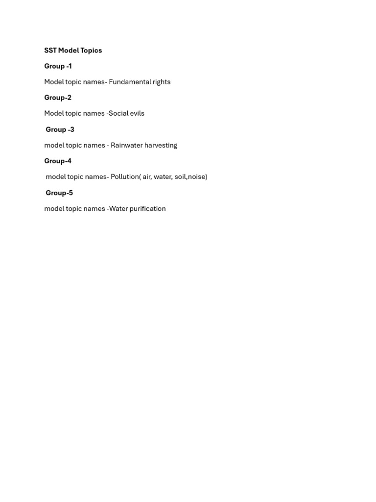 SST Model Topics Overview | PDF