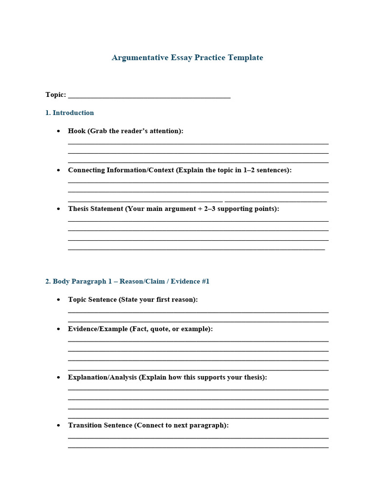 Argumentative Essay Practice Template | PDF | Essays | Epistemology