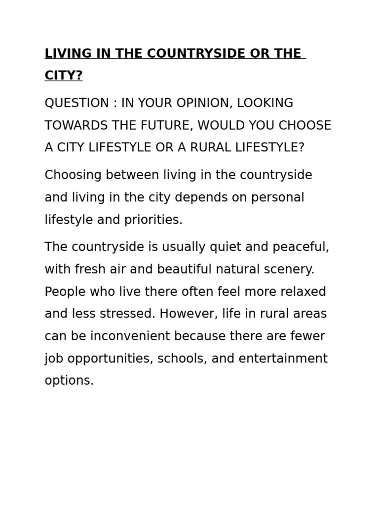 Living in the Countryside or the City | PDF